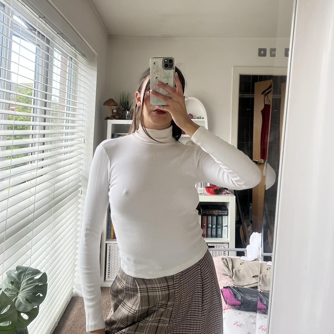 Zara white ribbed turtleneck In decent condition,... - Depop