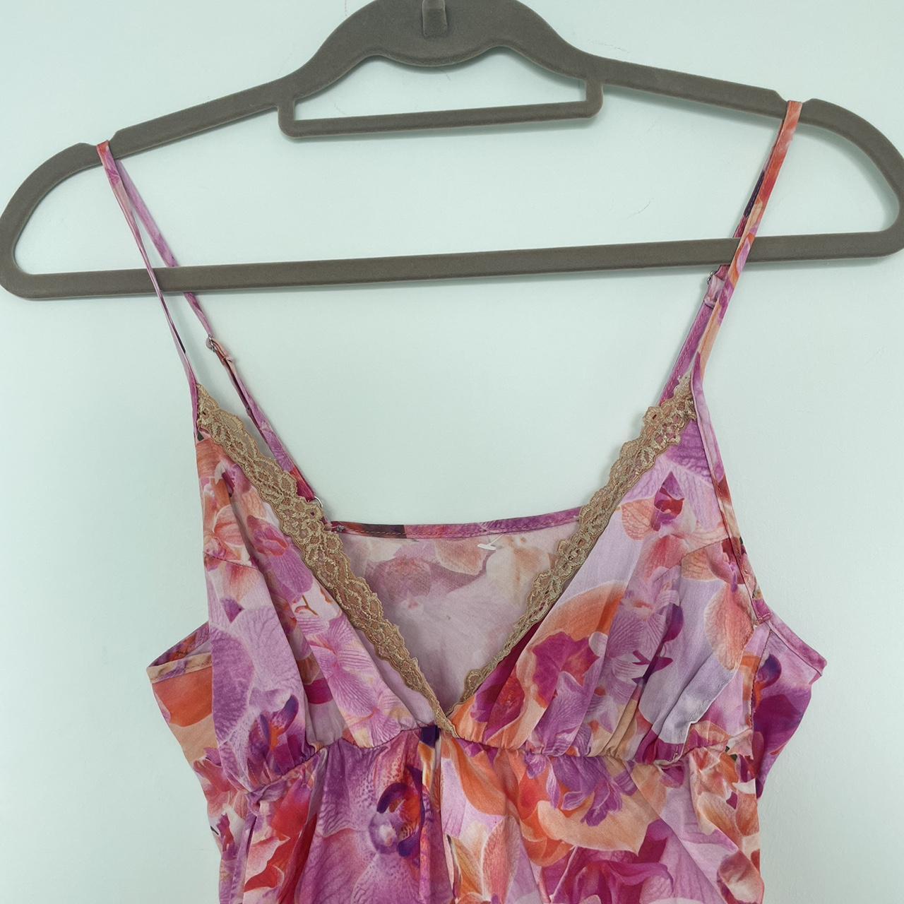 Pink floral slip dress Not sure of the brand as... - Depop