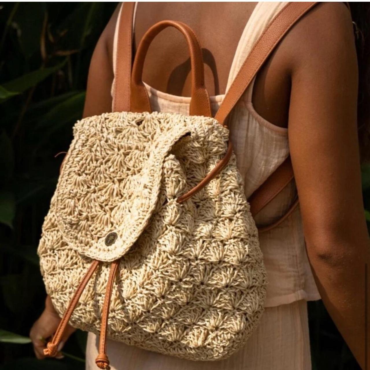 Roxy Woven Straw Backpack Surfer Natural Beachy... | Depop