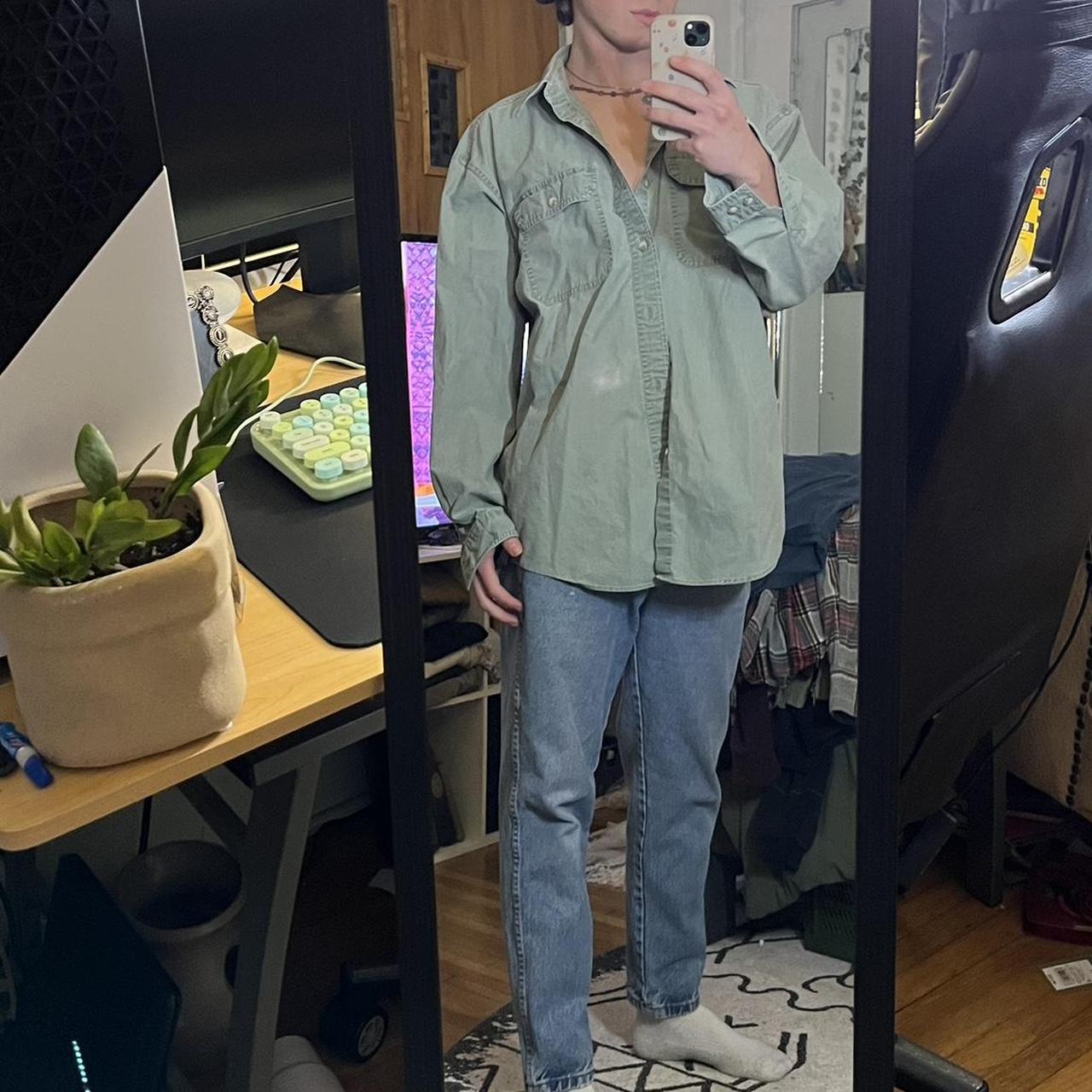 Light green button up shirt - good condition one... - Depop