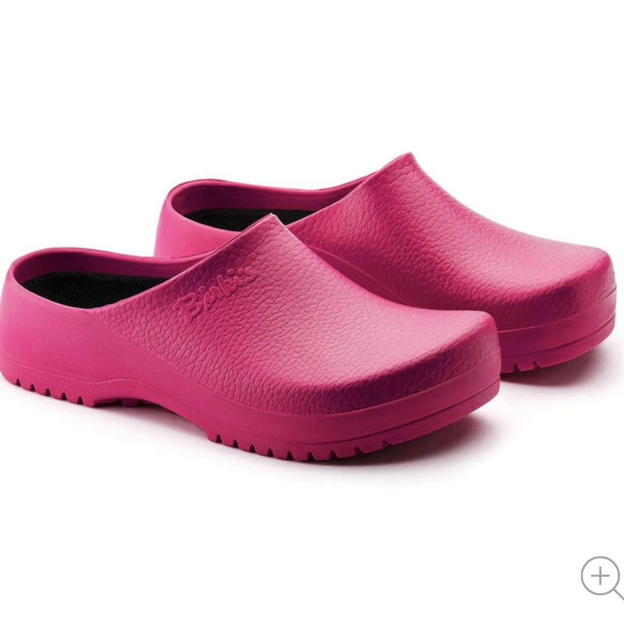 size 6/6.5 raspberry sorbet birkenstock clogs worn... - Depop