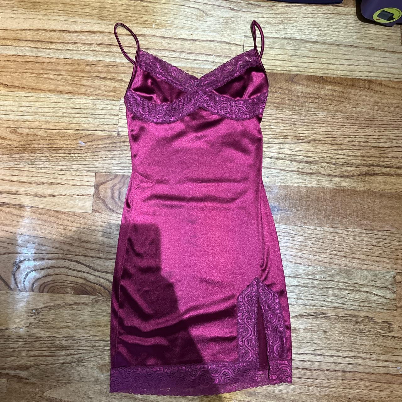 Motel Women's Burgundy Dress | Depop