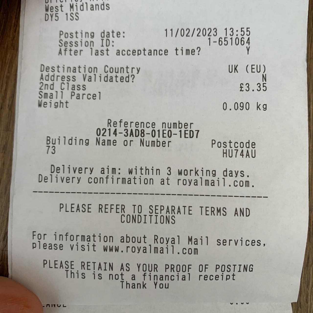 Postage receipt ref number 🫶🏻 - Depop