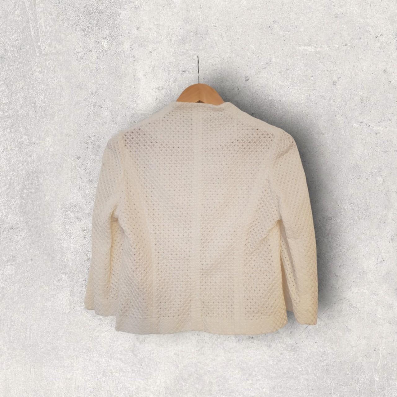 Jaeger white, Broderie Anglaise style cotton... - Depop