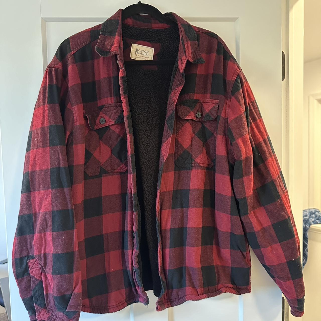 Men’s Flannel Jacket Red Checkered Men’s Size XXL - Depop