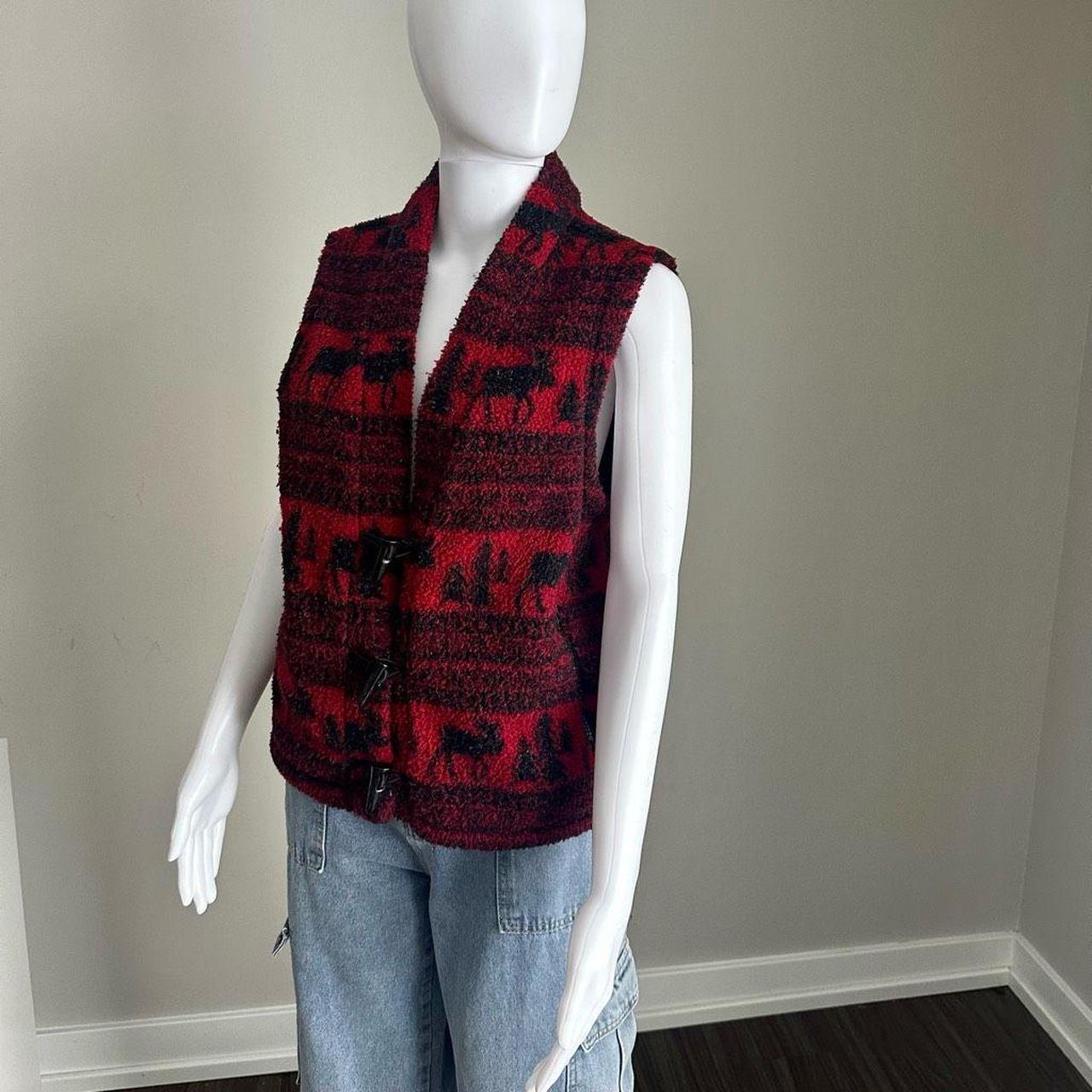 Vintage Woolrich Red + Black Winter Themed Fleece... - Depop Vintage Woolrich Red + Black Winter Themed Fleece... - Depop