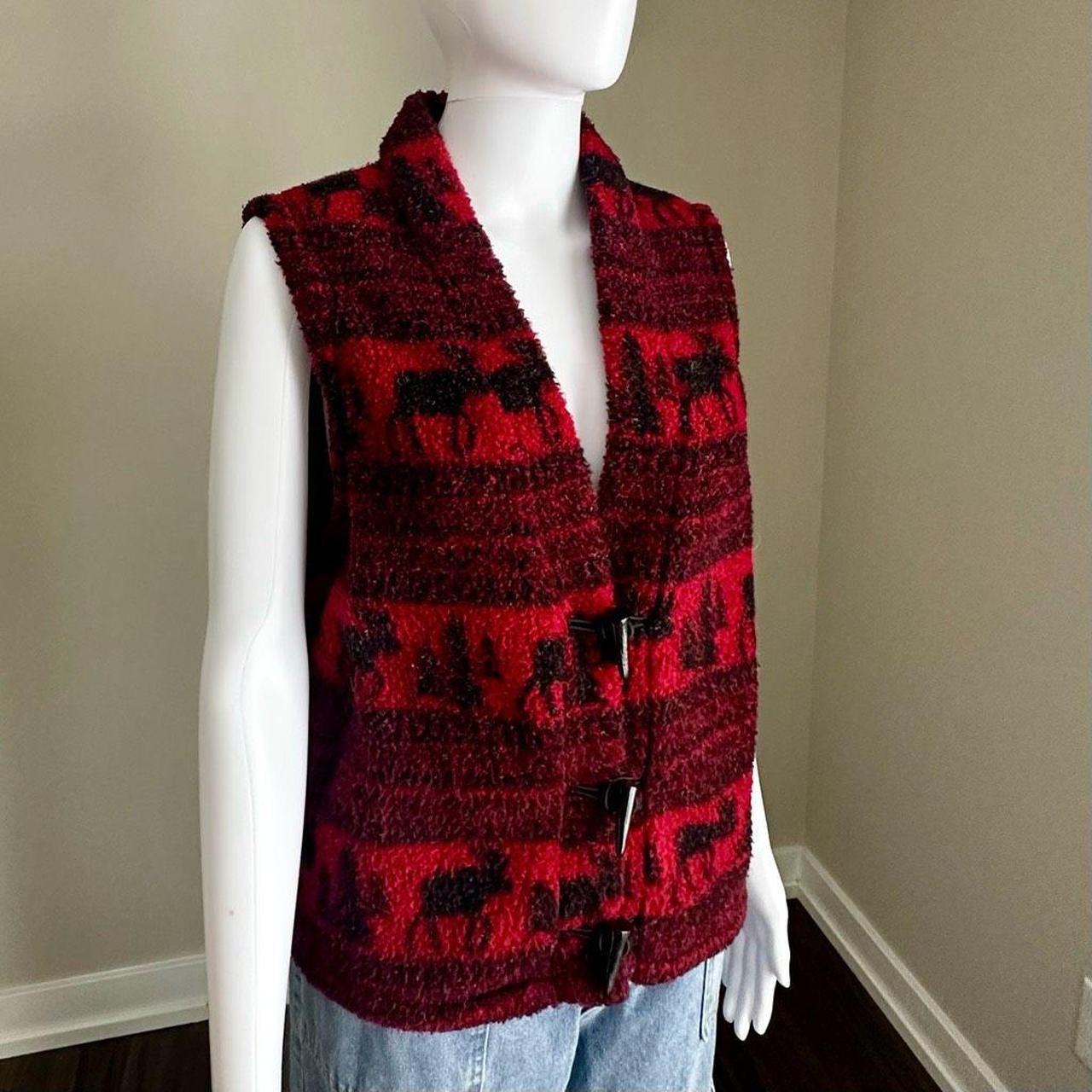 Vintage Woolrich Red + Black Winter Themed Fleece... - Depop Vintage Woolrich Red + Black Winter Themed Fleece... - Depop