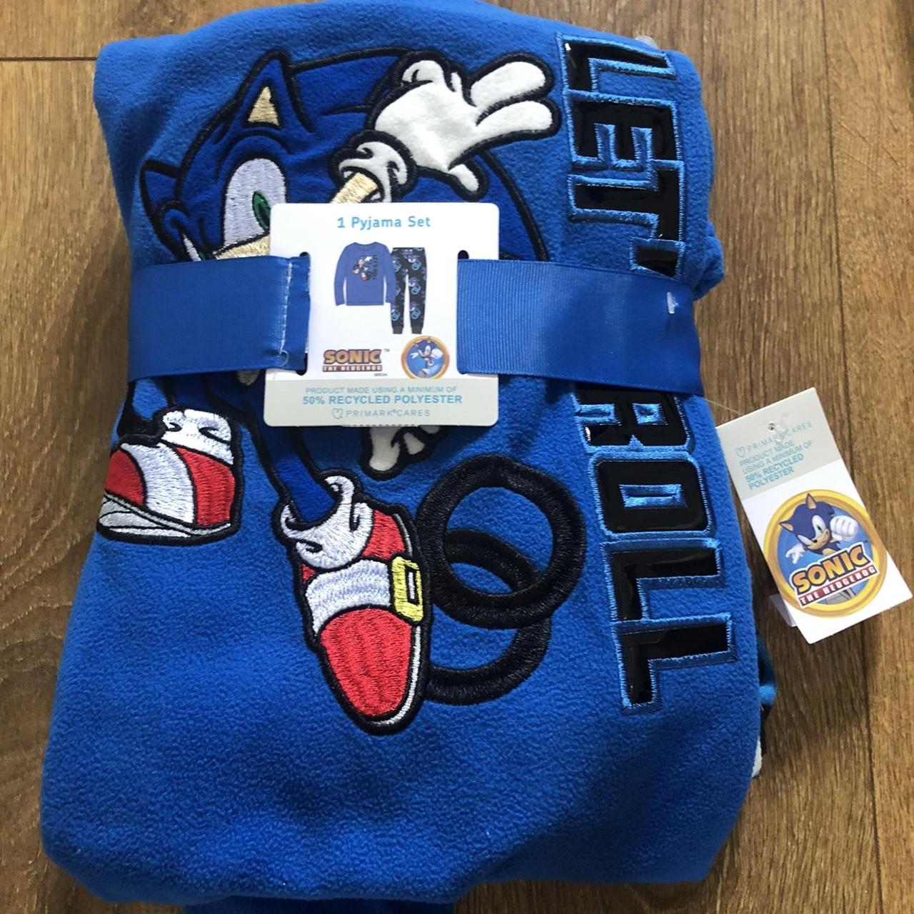 Sonic the hedgehog fleece blue, black pyjamas Age... - Depop