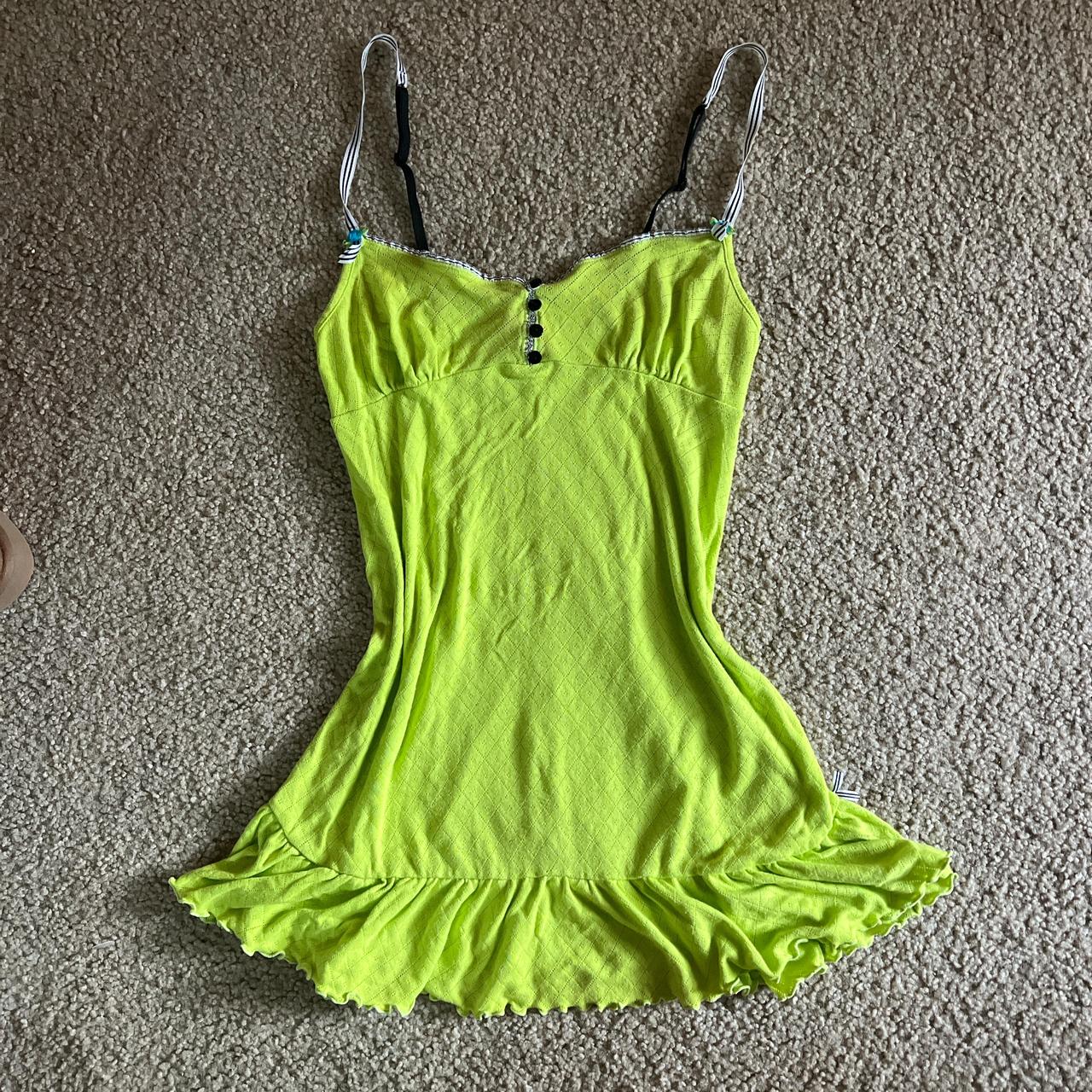 Vintage Betsey Johnson green BRAT-inspired mini... | Depop