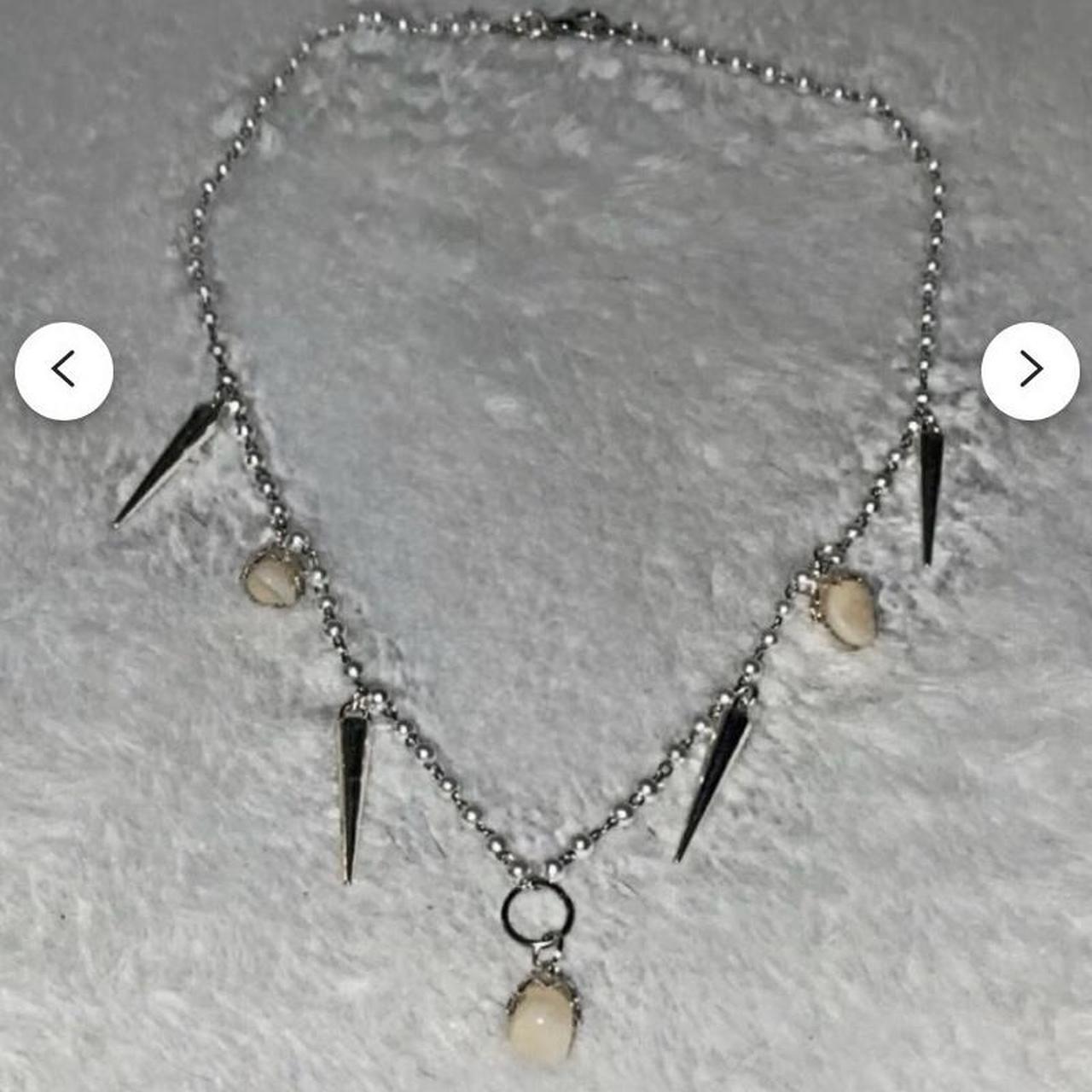 Studded Tooth Pearl Necklace Titanium coated Made... - Depop