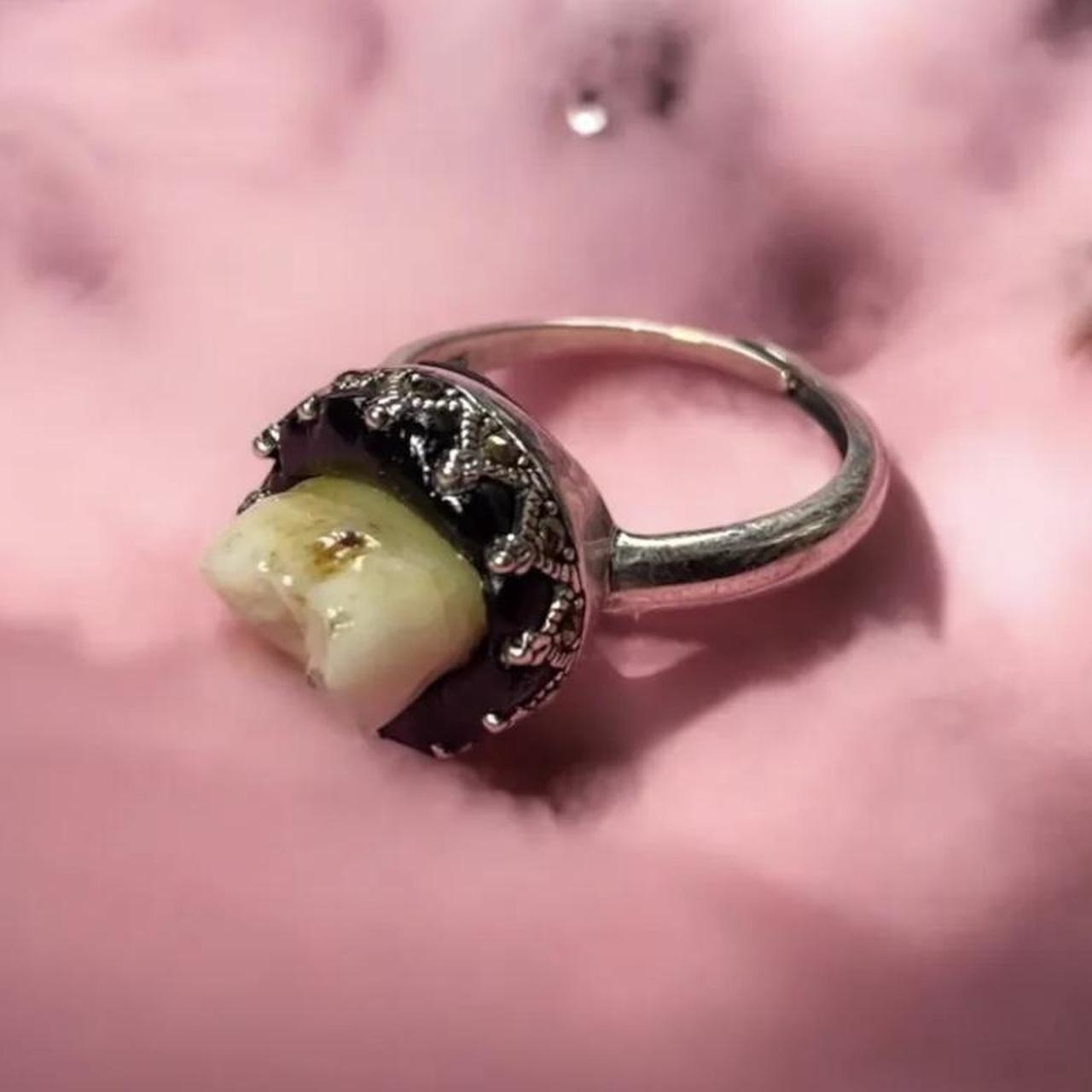 Stainless steel genuine human tooth ring Adjustable... | Depop