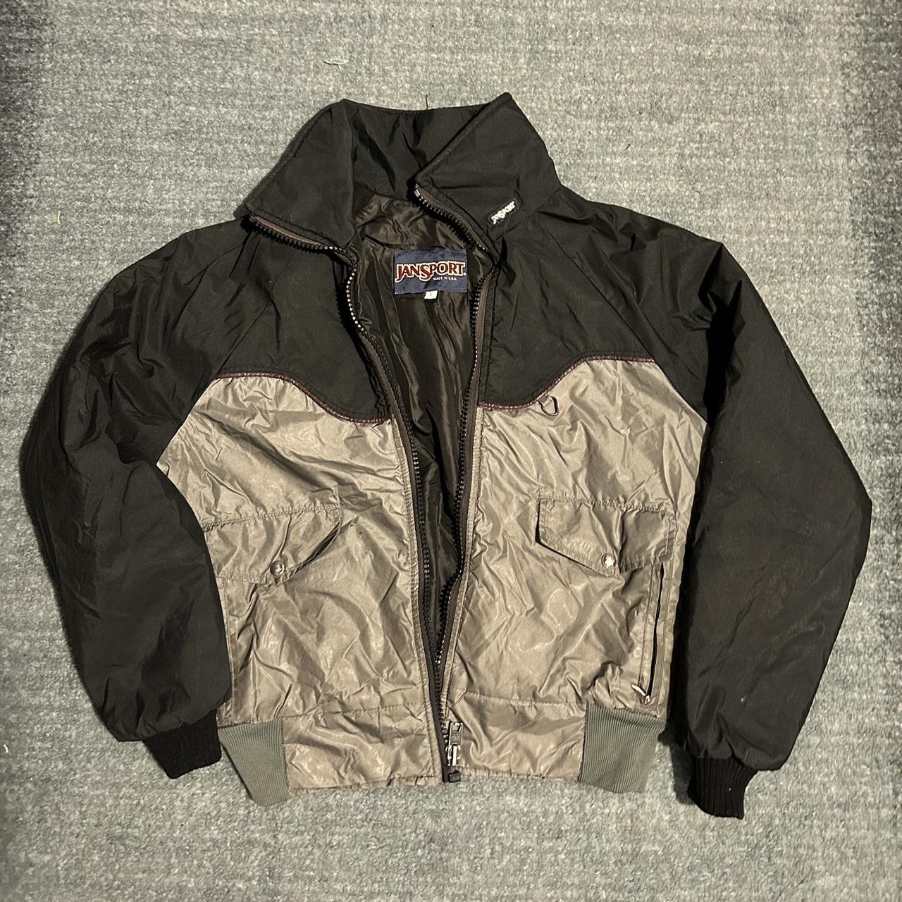 Grey and black Jansport puffer jacket *Large but... | Depop