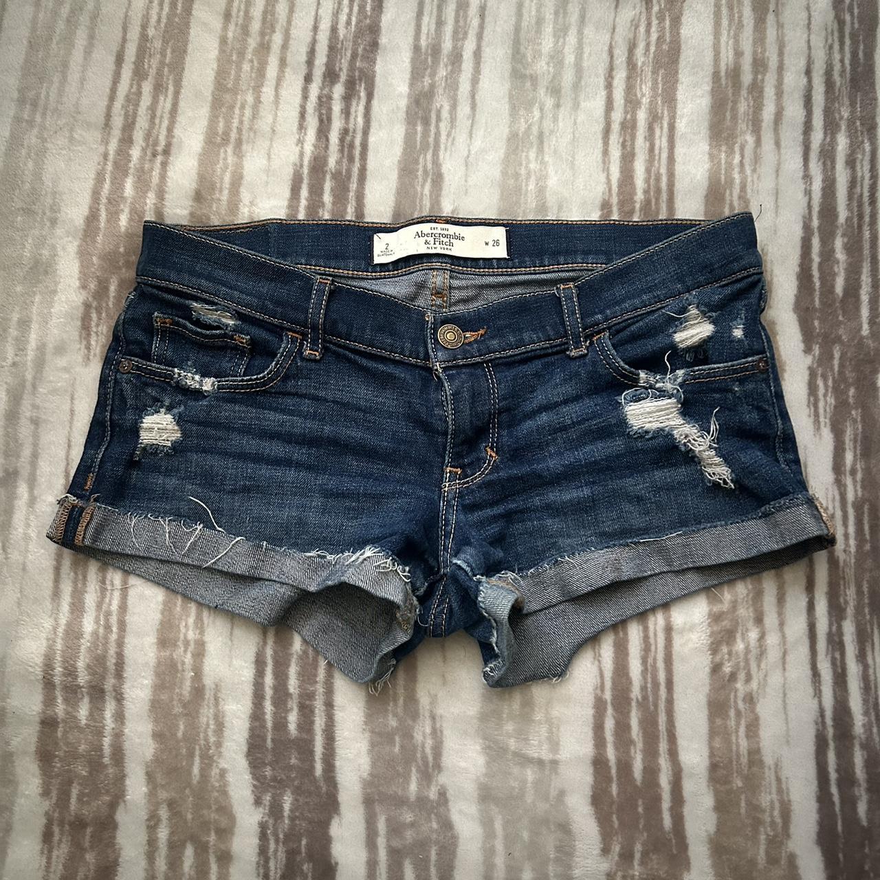 Abercrombie & Fitch distressed denim low rise shorts... | Depop