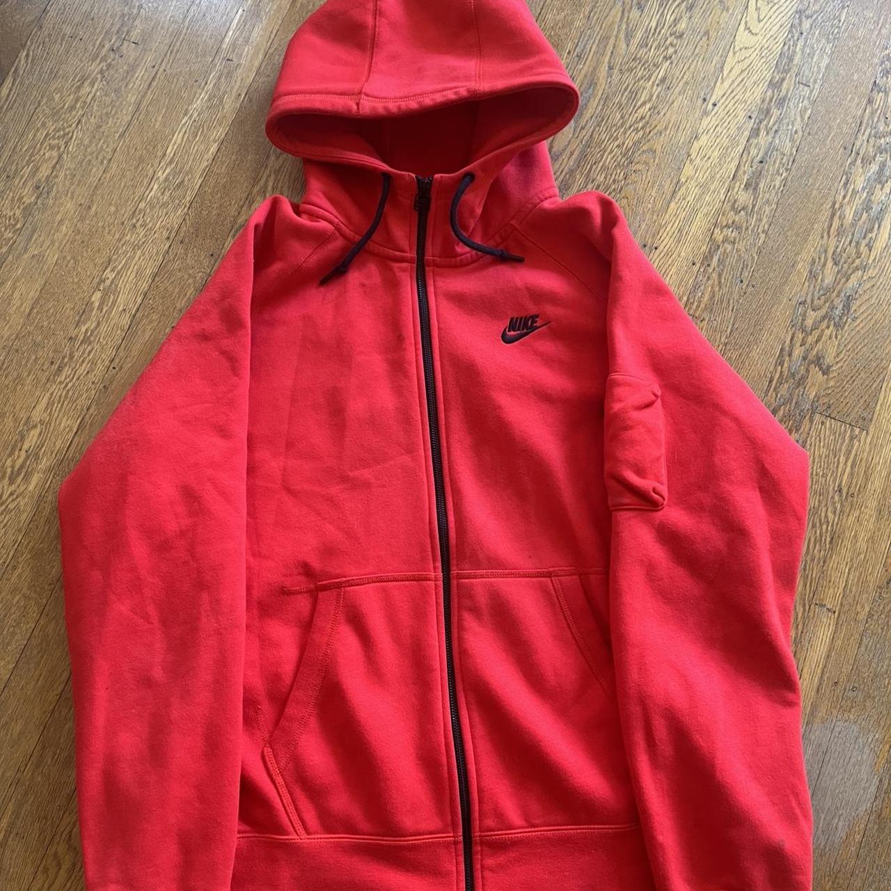 Vintage Y2K Red Nike Tech Fleece Zip Up Hoodie Great... - Depop