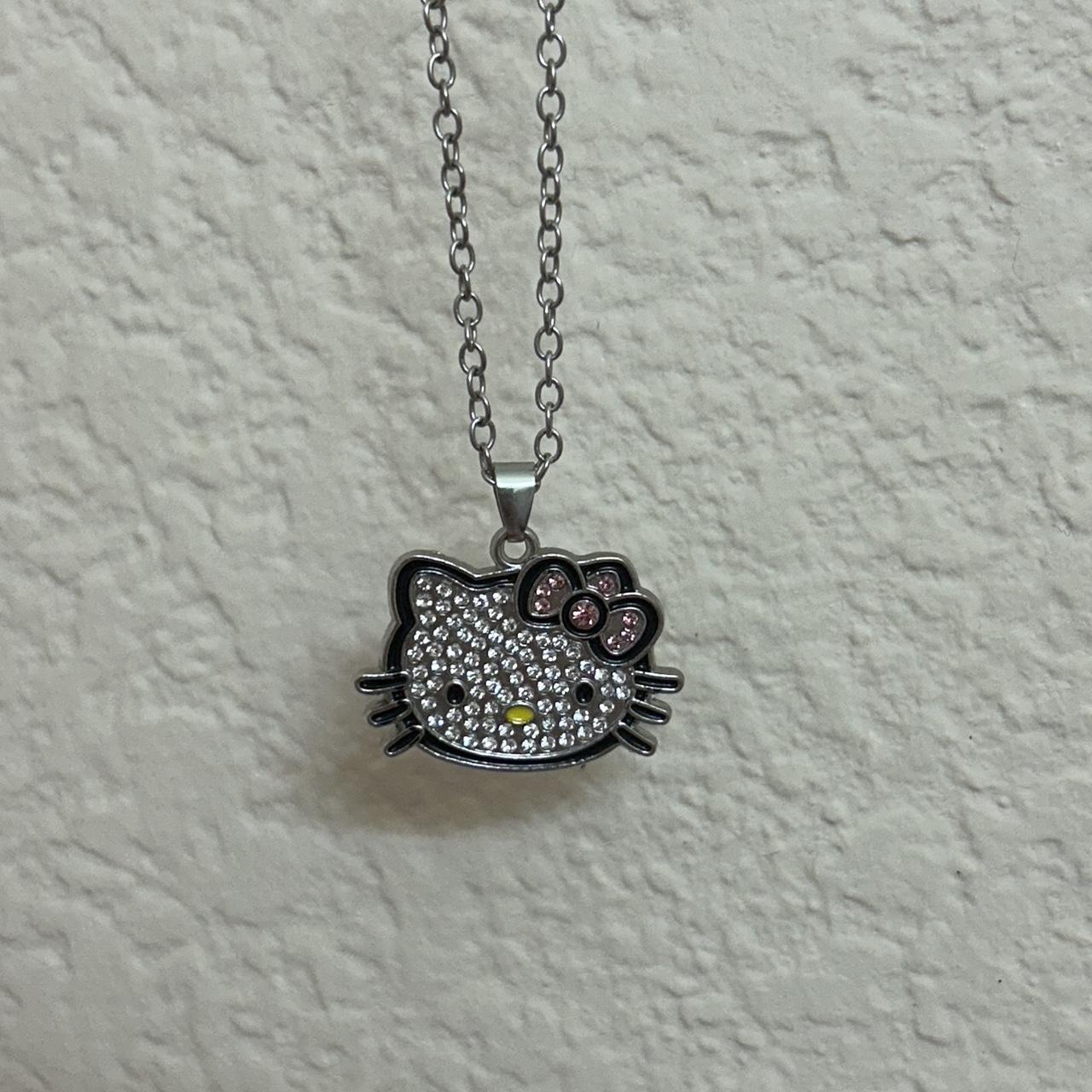 Hello Kitty silver necklace with rhinestone #kawaii... - Depop