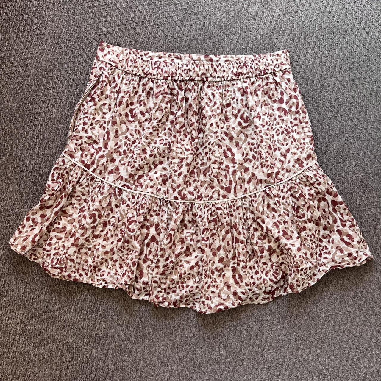 Witchery leopard print ruffle mini skirt Cream and... - Depop