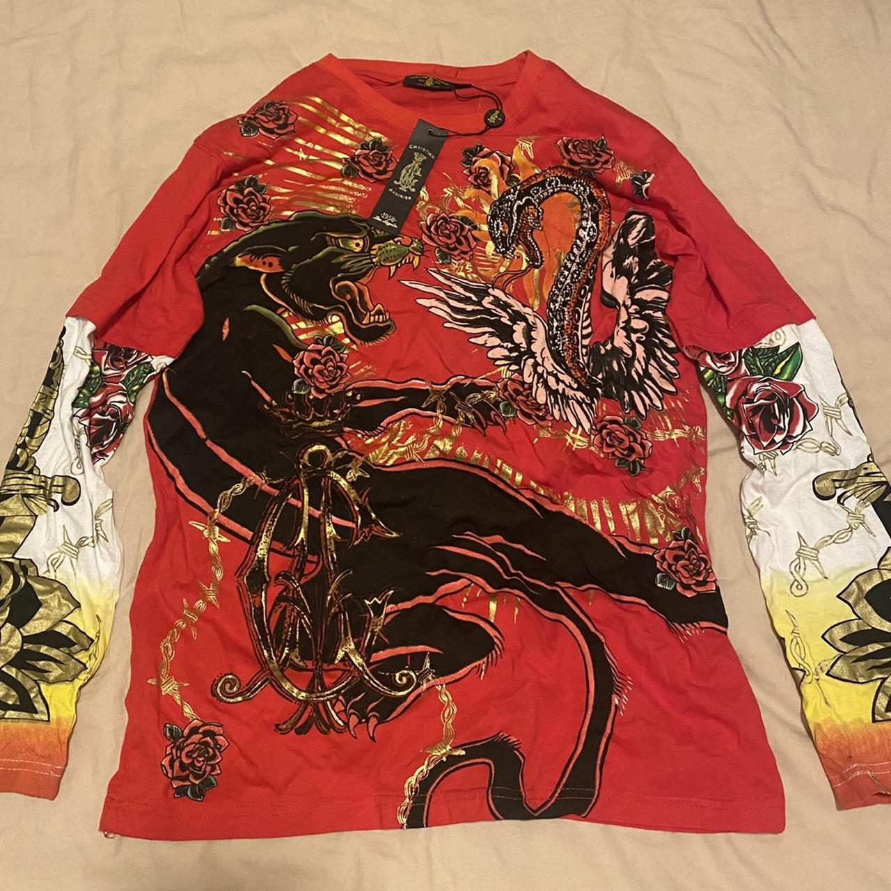 Ed Hardy authentic rhinestone detailed shirt TAGS... - Depop