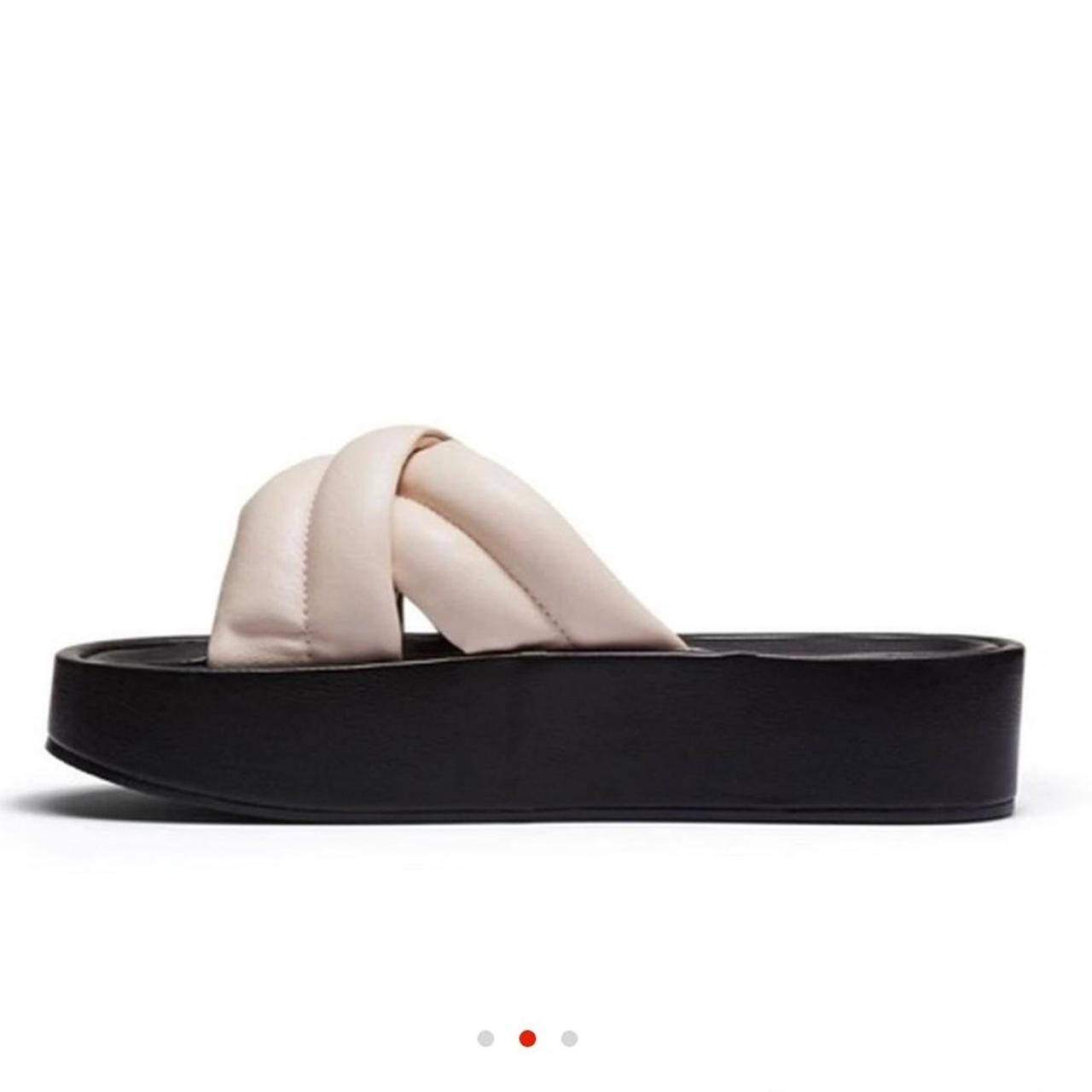 Women's Black and Cream Slides | Depop