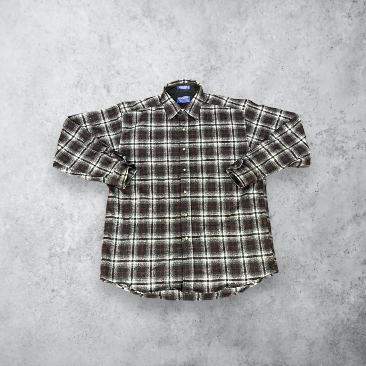 True Vintage 80s Pendleton Black Plaid Wool Button... - Depop