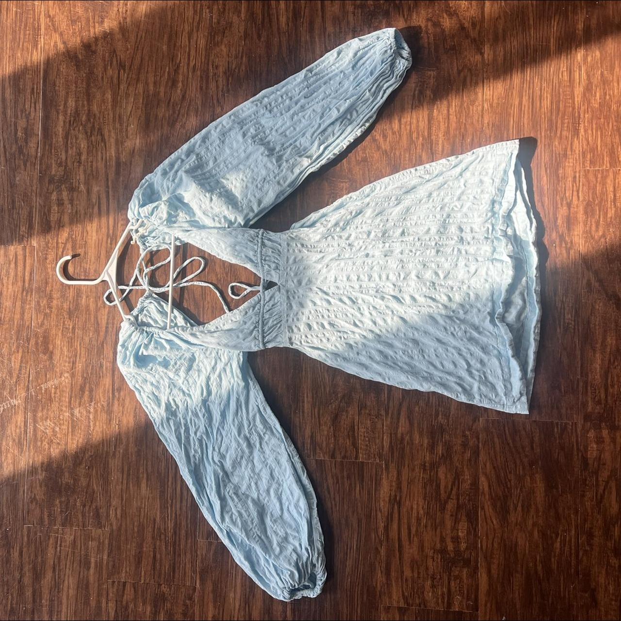 Light baby blue puff sleeve free people dress. One... - Depop