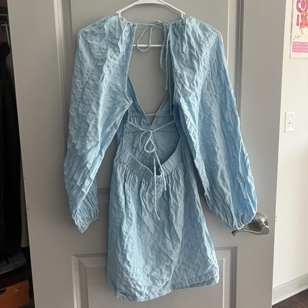 Light baby blue puff sleeve free people dress. One... - Depop