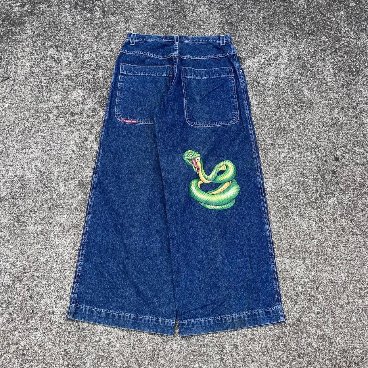 Vintage 90’s / Y2K JNCO Jeans Tiki Snake Measures... - Depop