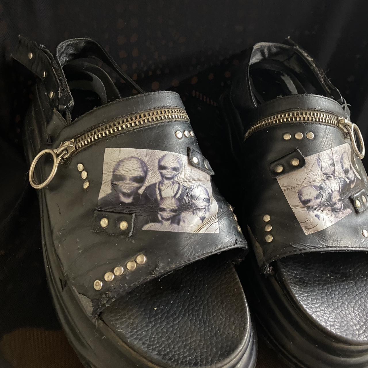 Black alien family picture Koi footwear slides. VERY... - Depop