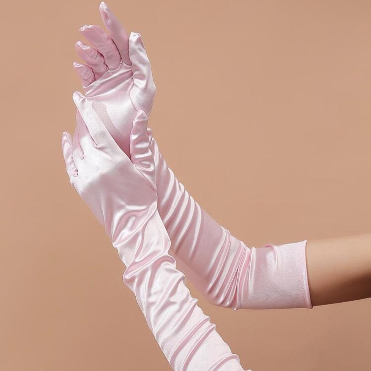 Shein satin pink gloves, a little darker/pinker in... - Depop