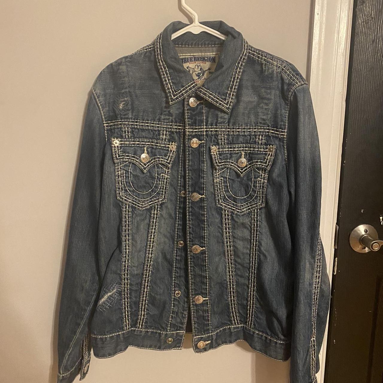 True Religion Men's Blue Jacket | Depop