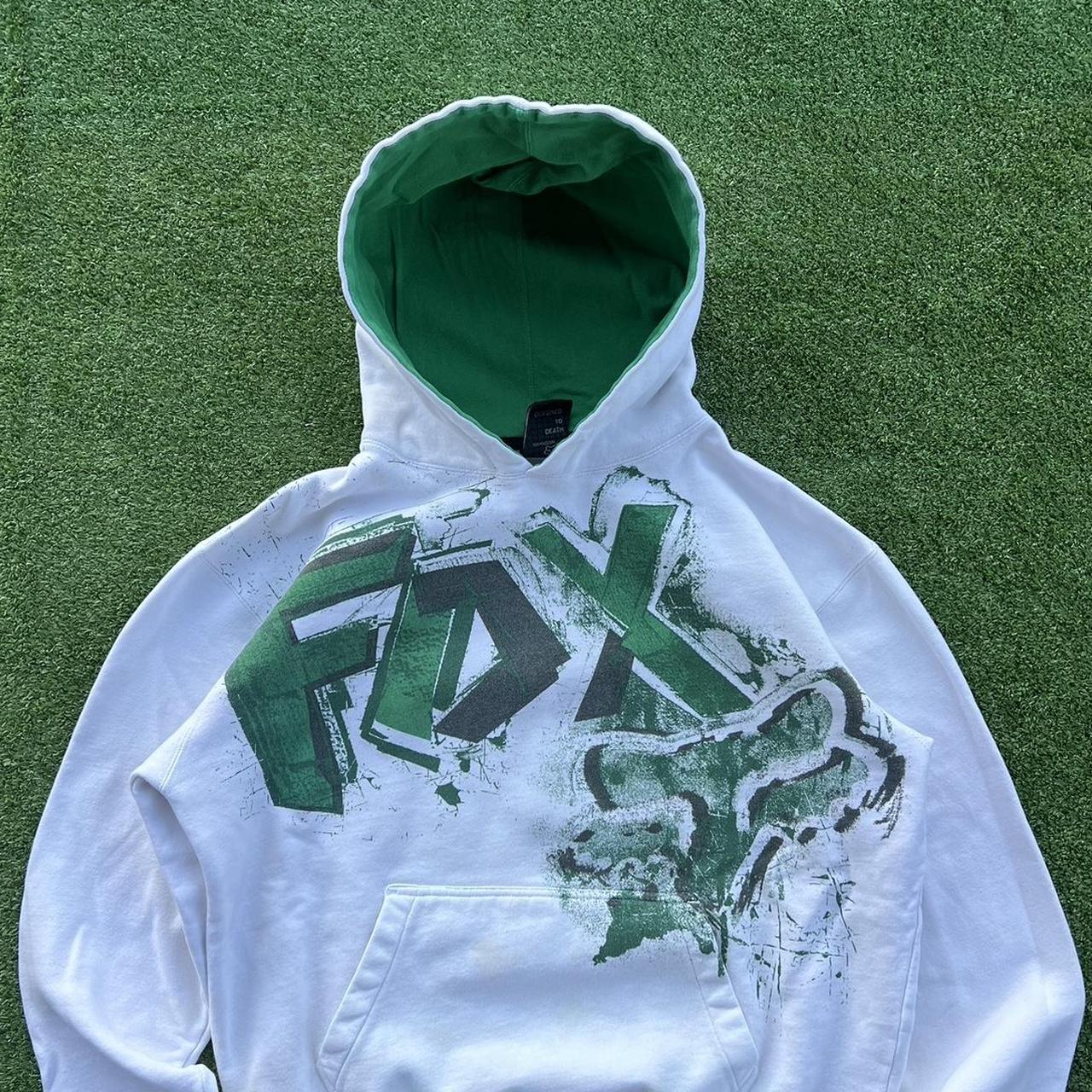 vintage fox racing hoodie! size large, (23.5’ by... - Depop