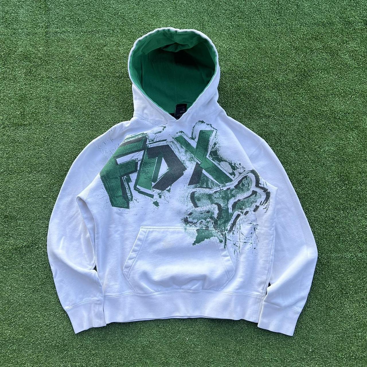 vintage fox racing hoodie! size large, (23.5’ by... - Depop