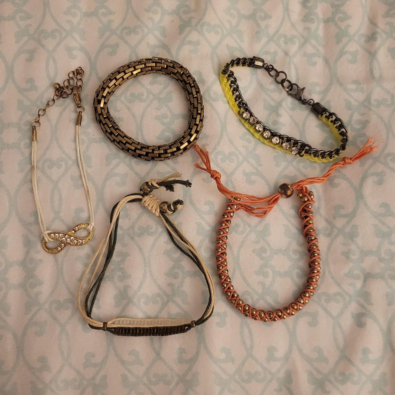 5 bracelet lot. Some tarnishing or undone threads on... | Depop