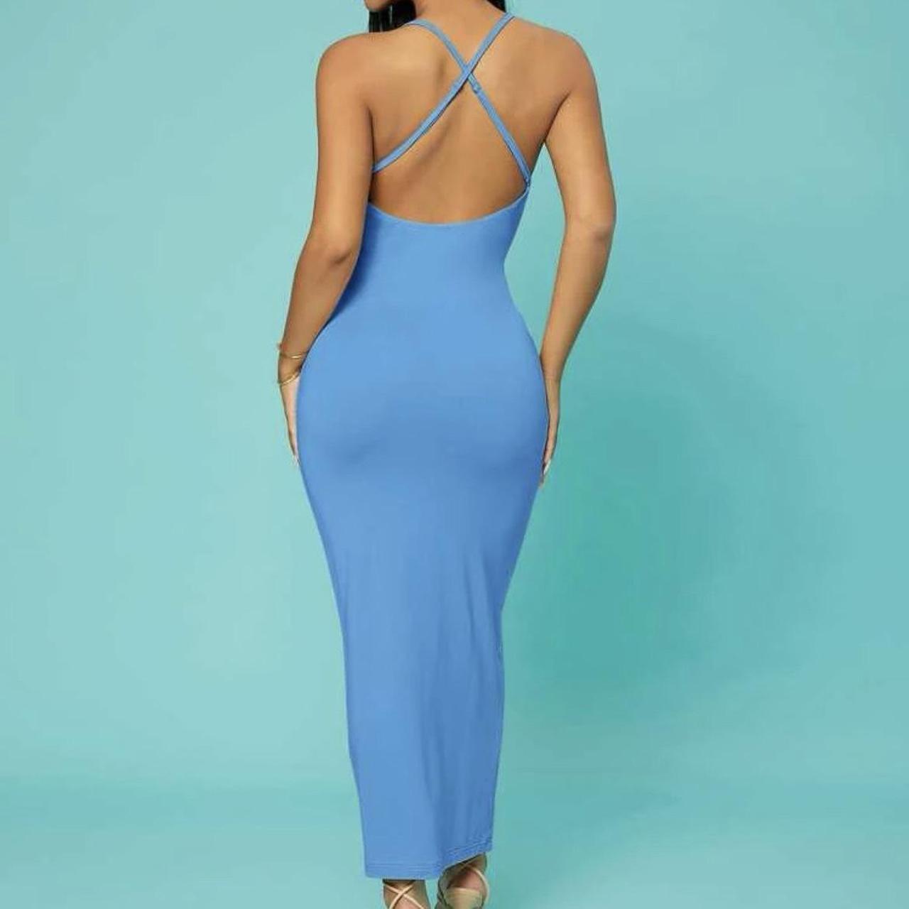 Baby blue maxi skims dupe dress bought for €25... - Depop