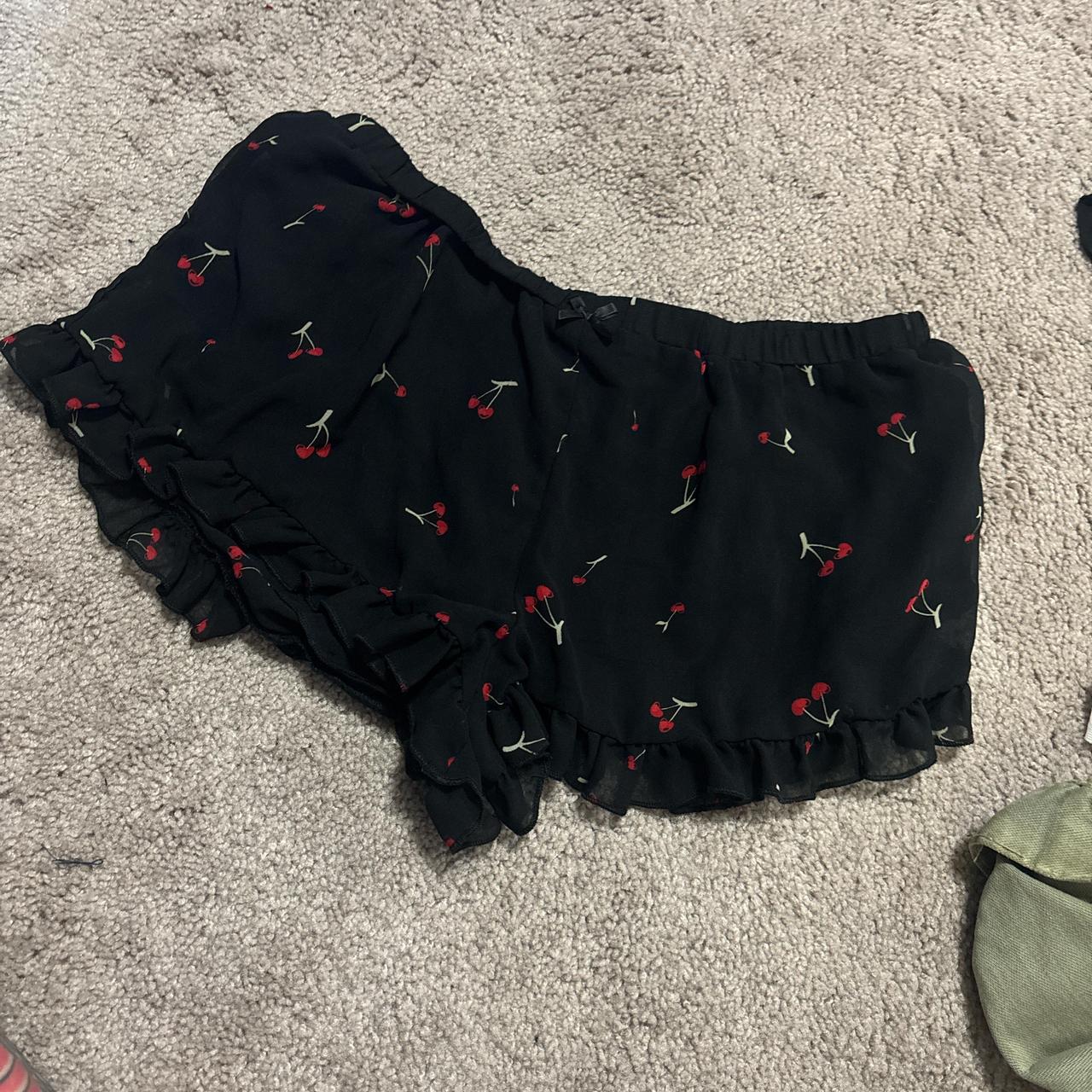 Black and red cherry shorts #shorts | Depop