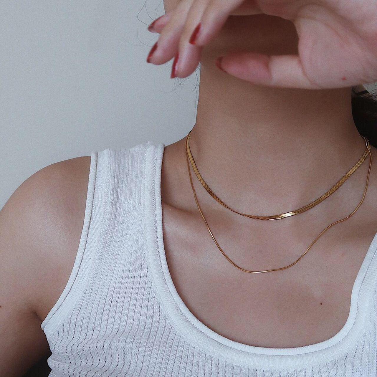 18K Gold Plated Double Layered Chain Stacked... - Depop