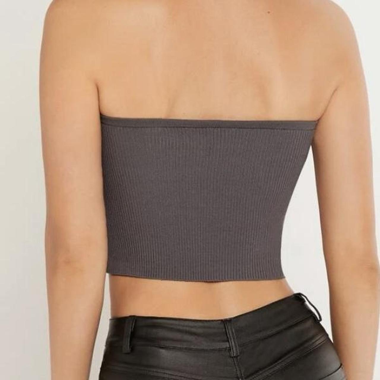 Dark grey ribbed tube top -branded for exposure - Depop