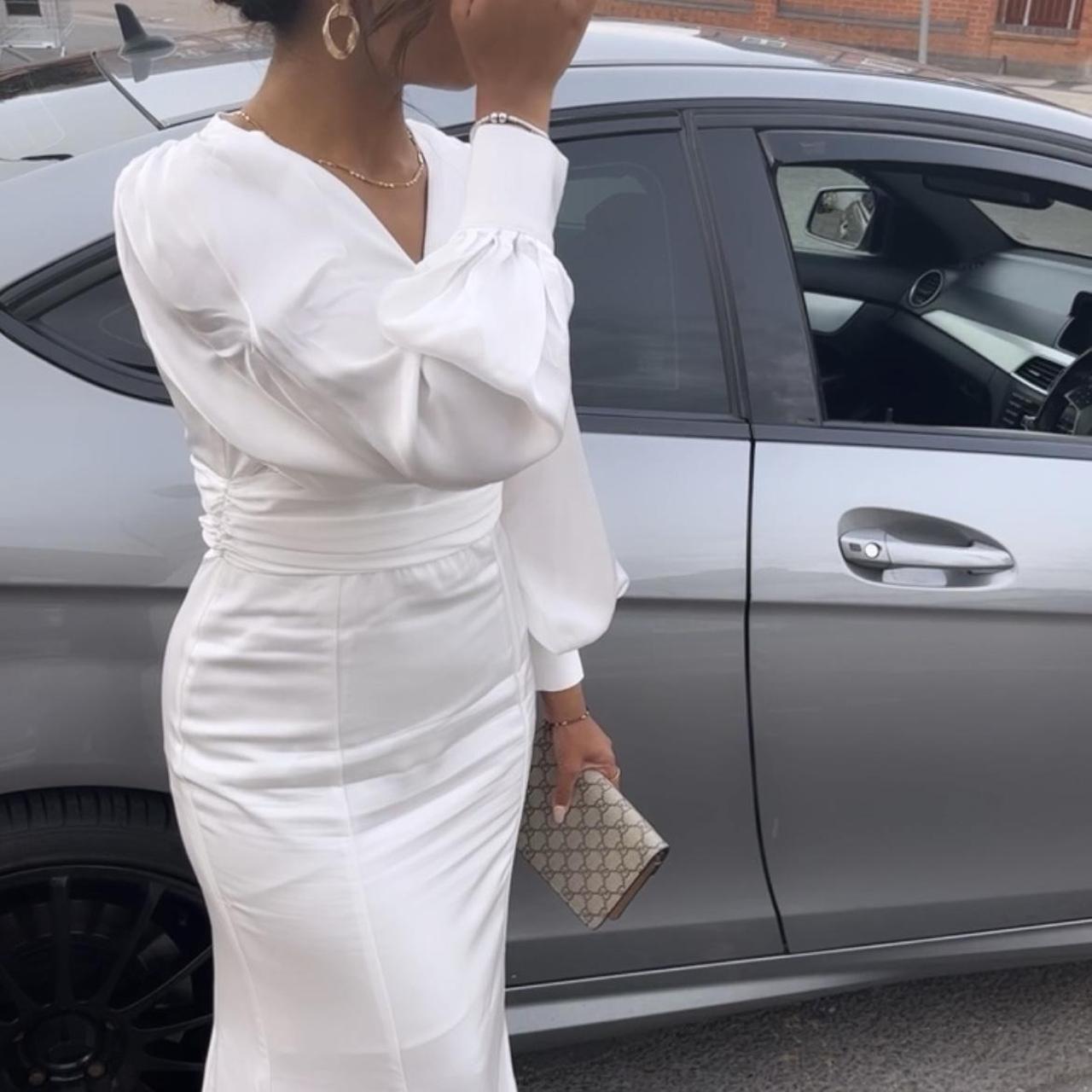 Boohoo White Bodycon Dress Size 8 Worn Once - Depop