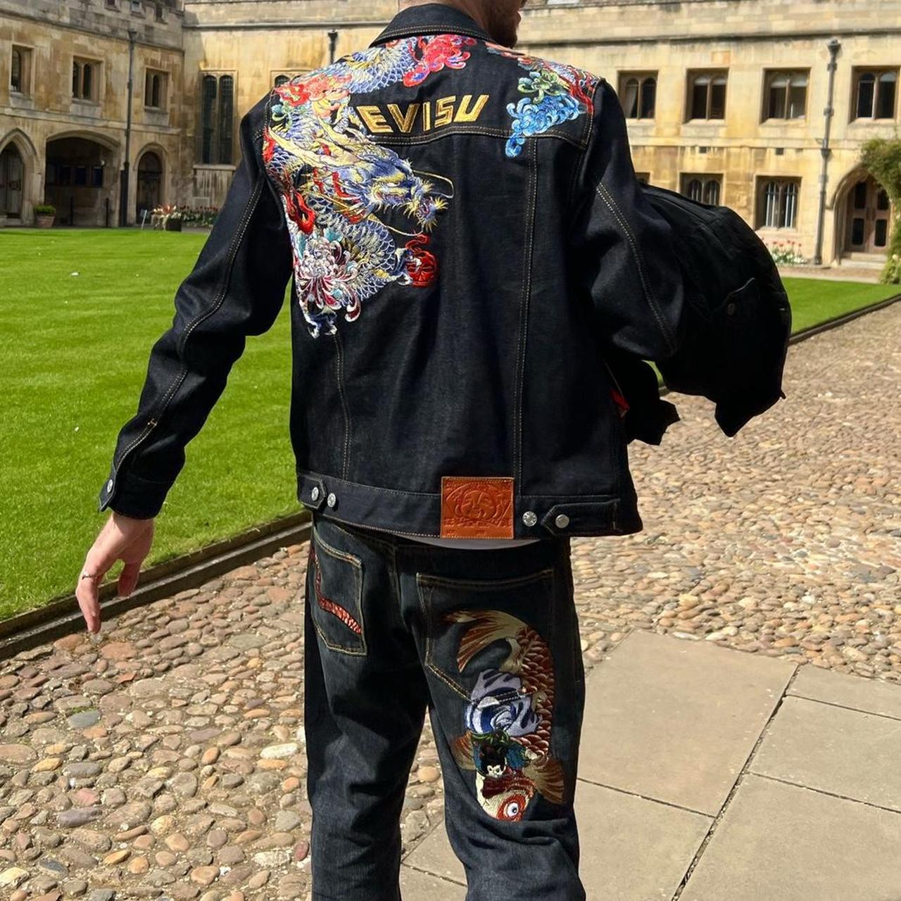 Evisu dragon floral denim jacket Paid €336 in Rome,... - Depop