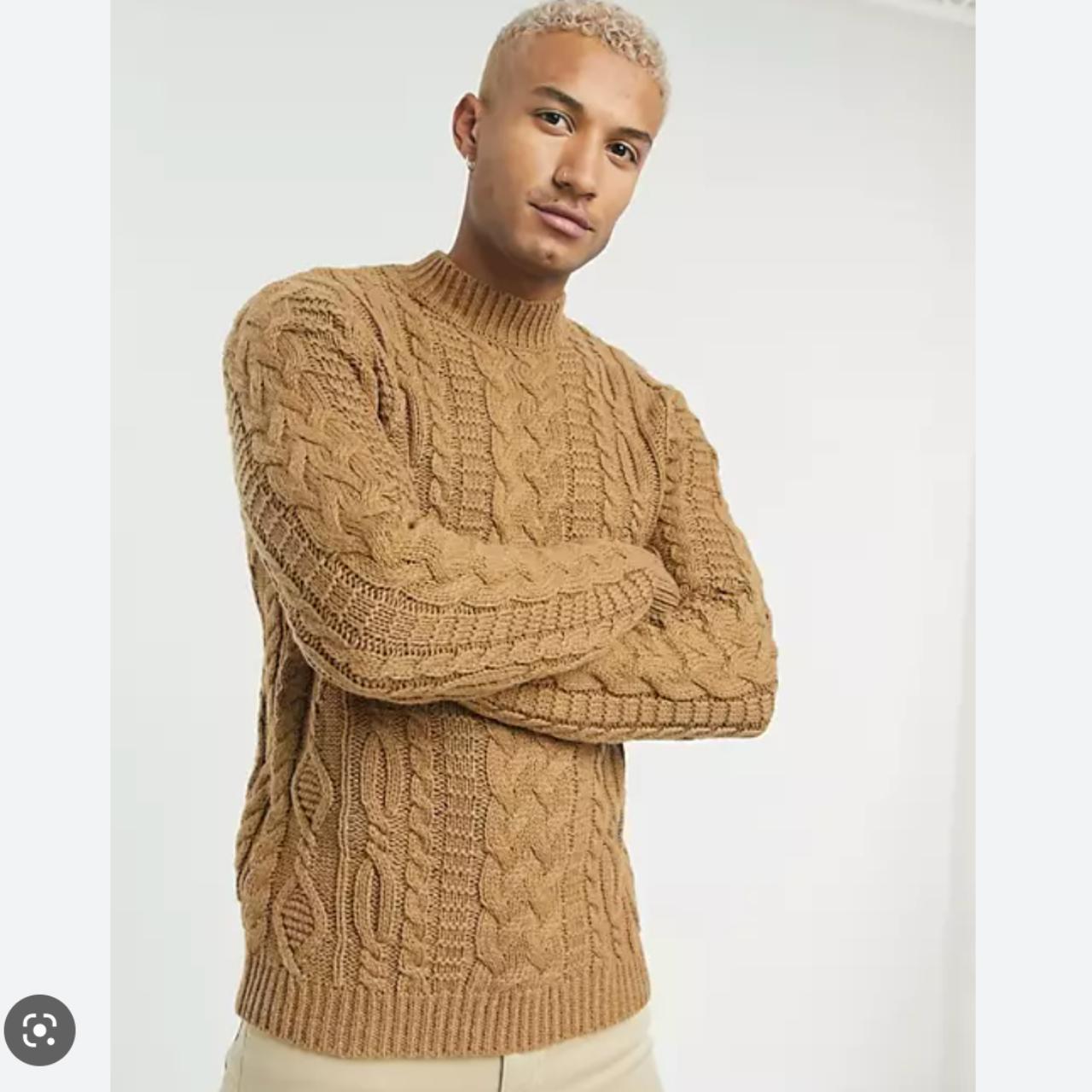 ASOS Men's Tan and Gold Jumper | Depop