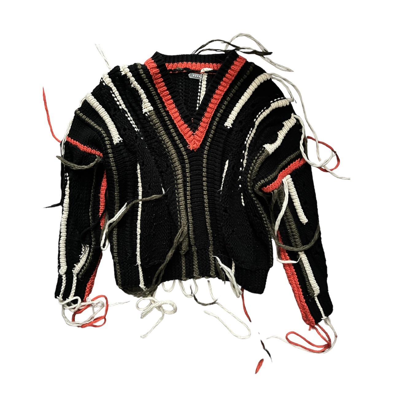 heavy winter sweater w/ long strings details... - Depop