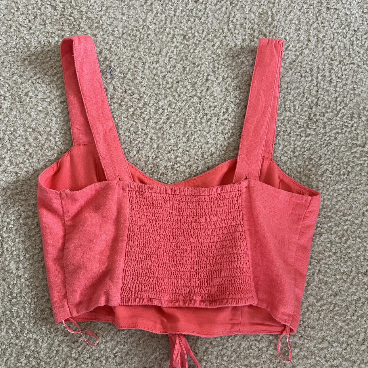 Abercrombie and Fitch pink crop tank top with... - Depop