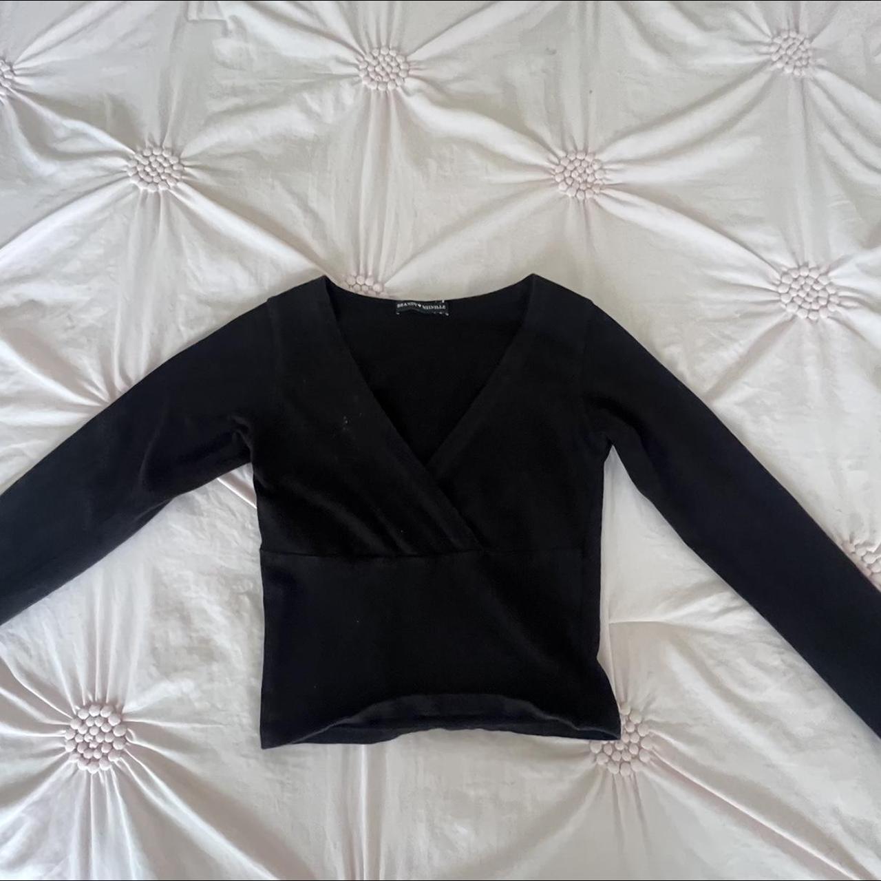 brandy melville long sleeve black amara top. worn... - Depop