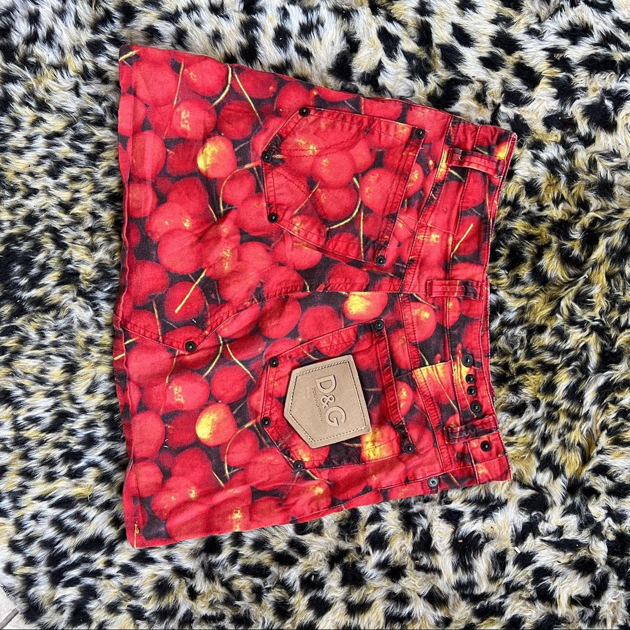 Dolce And Gabbana Cherry Print Red Mini Skirt Size Depop