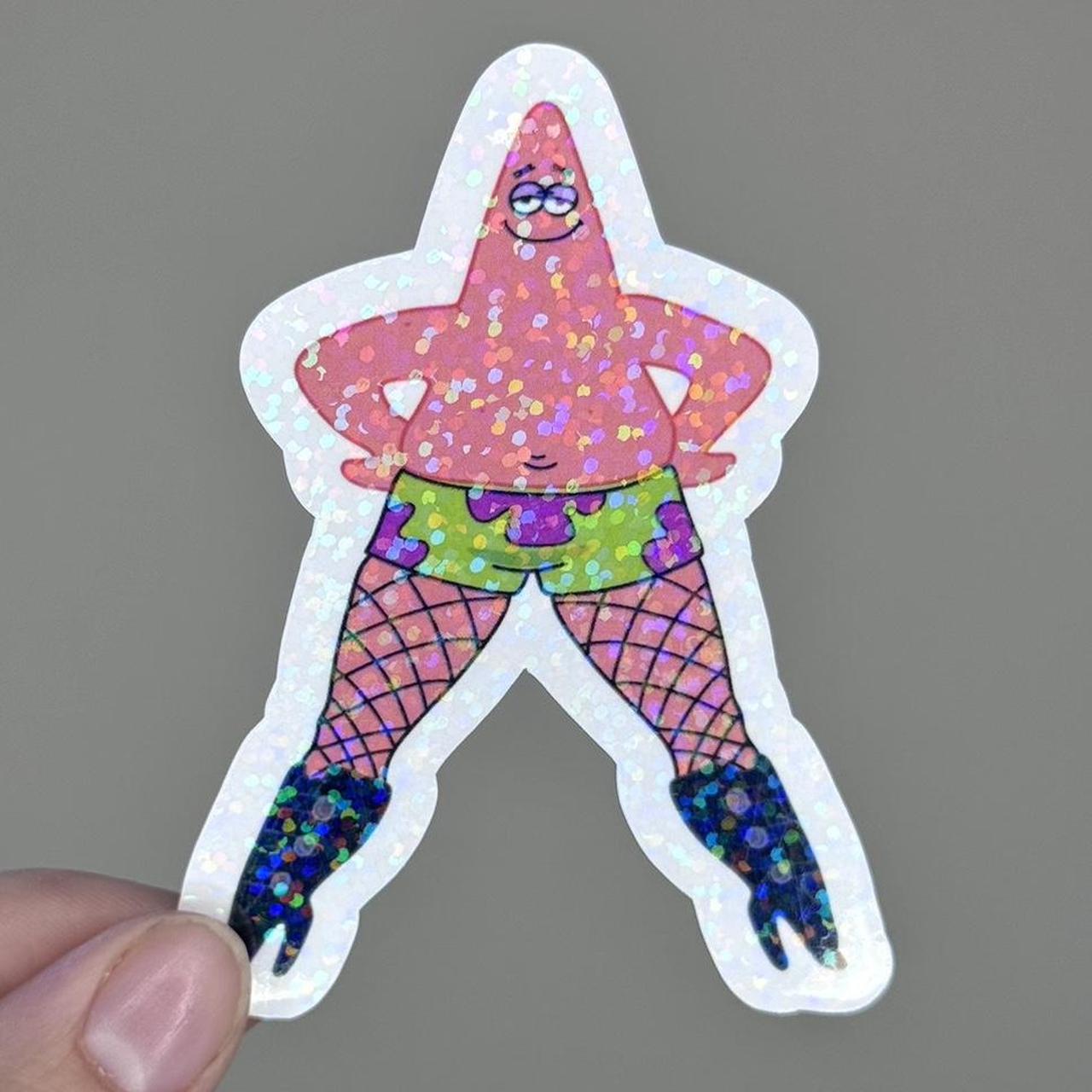 👠 Holographic fishnet Patrick star sticker 👠 • 3” X... | Depop