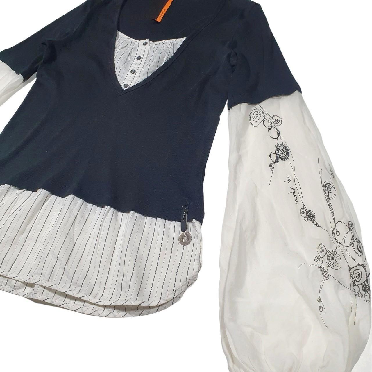 Vintage Cop Copine top with integrated rib cotton... - Depop