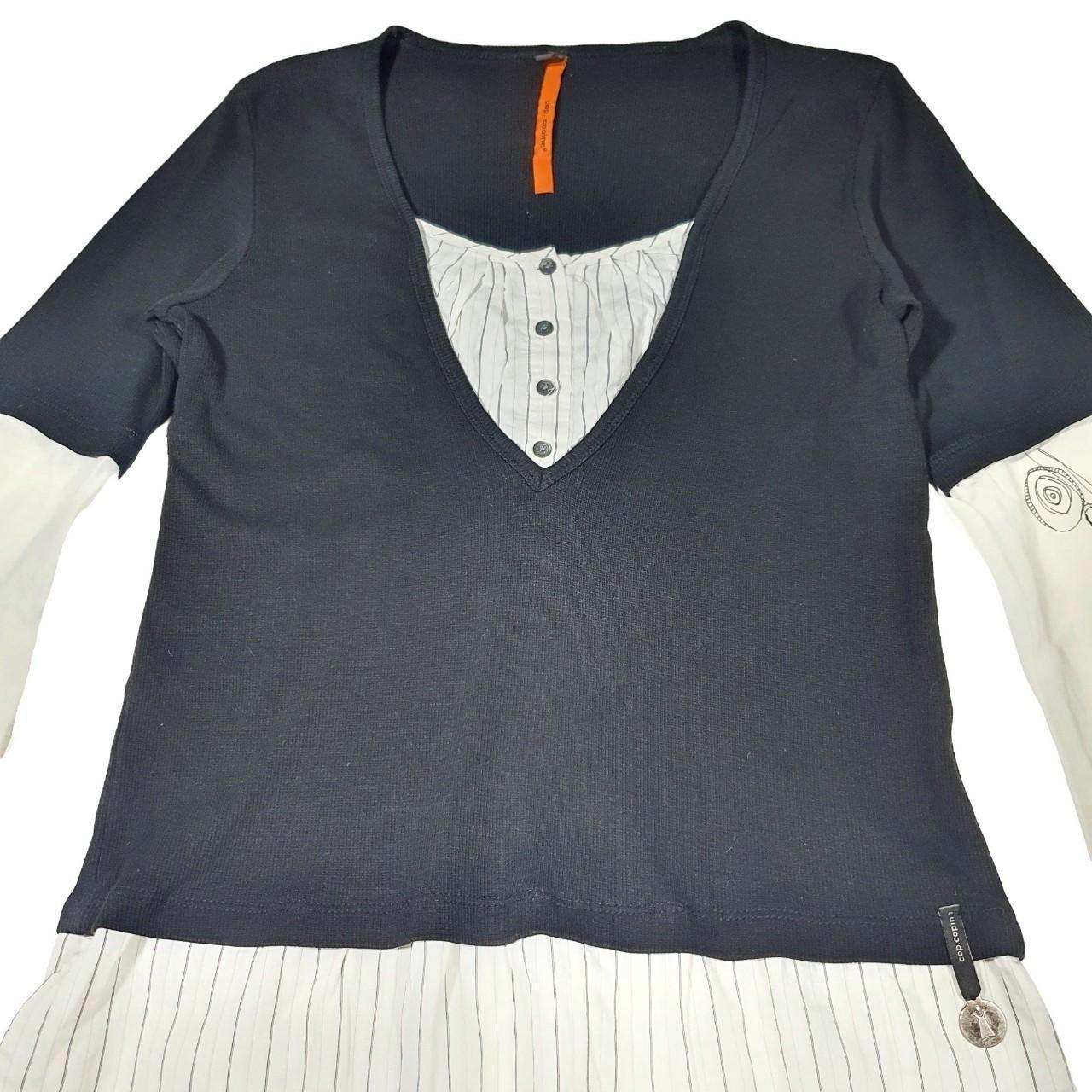 Vintage Cop Copine top with integrated rib cotton... - Depop