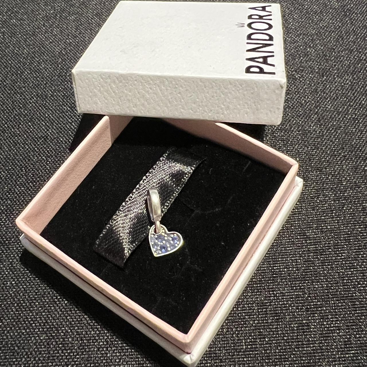 Pandora Blue Heart Dangle Charm Retail... - Depop