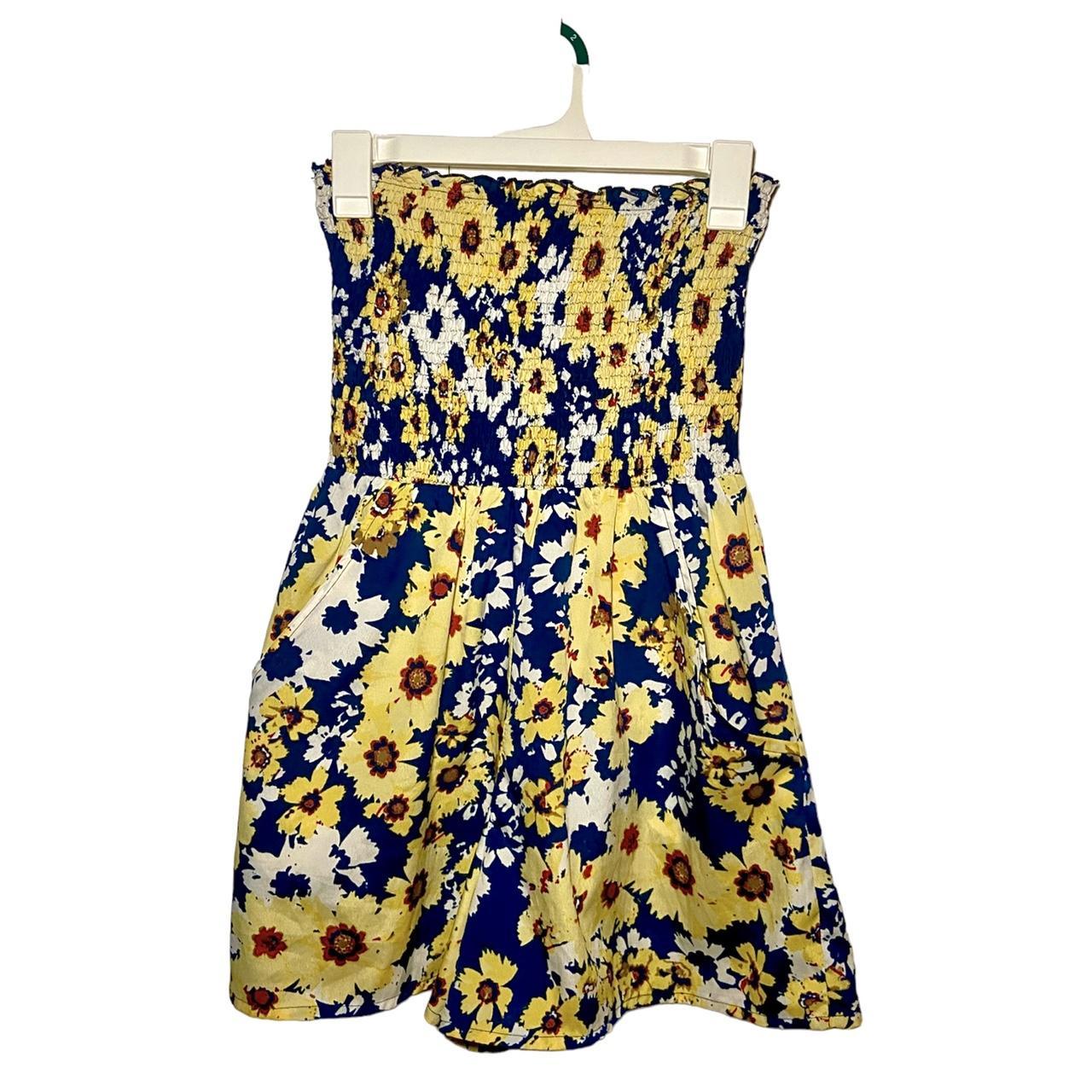 dELiA*s Floral Sunflower Strapless Romper with... - Depop