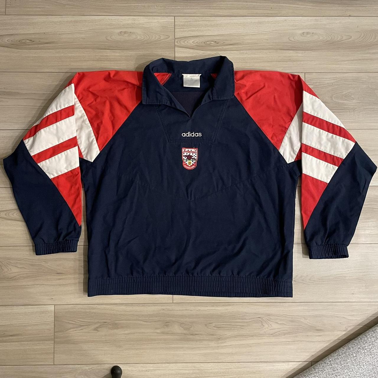 Arsenal 90-92 retro training drill top soccer jersey... - Depop