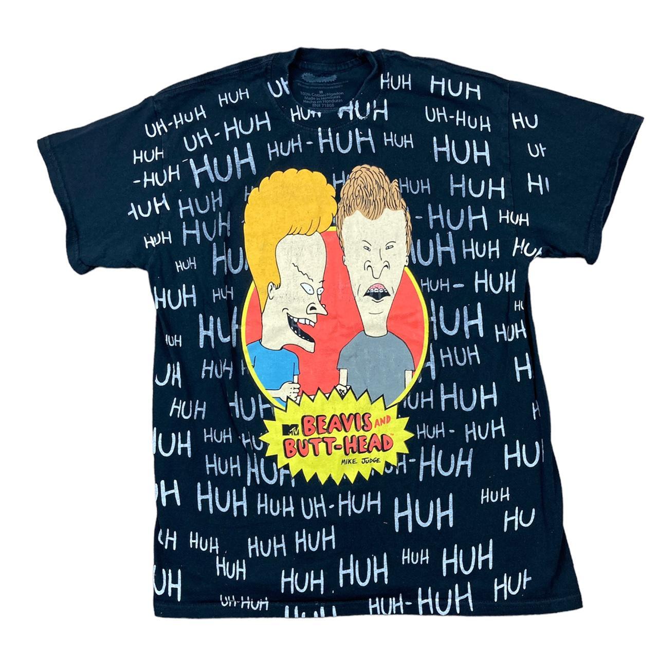 Beavis and butt head black huh-huh t-shirt In good... - Depop